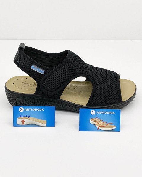 Wygodne damskie sandały Fly Flot 55B85FB czarne, tęgość G-H > Wygodne ...